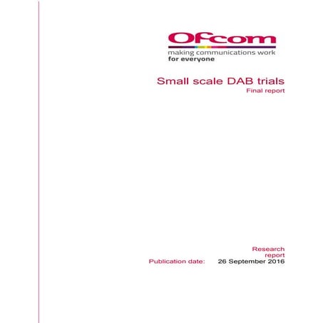 Final report small scale dab OFCOM (UK) | PDF