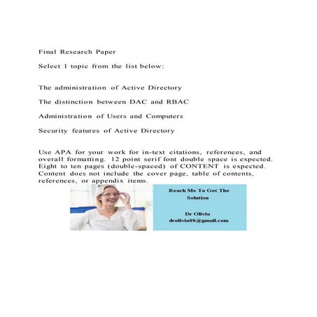 Final Research PaperSelect 1 topic from the list below | DOCX