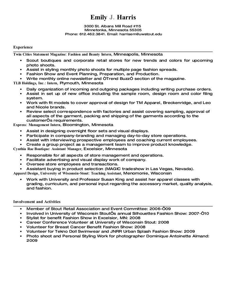 Harris, Emily: Resume