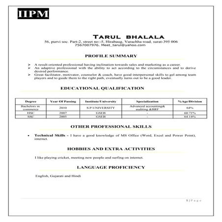 Final resume format | DOC
