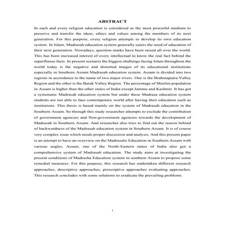 Madrasa Education in Southern Assam An Analytical Study | PDF