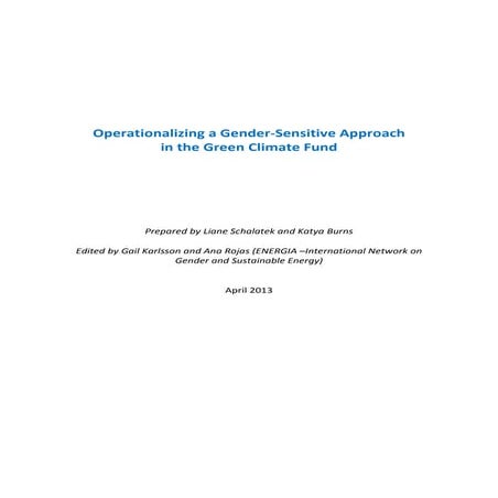 Operationalizing a Gender‐Sensitive Approach in the Green Climate Fund | PDF