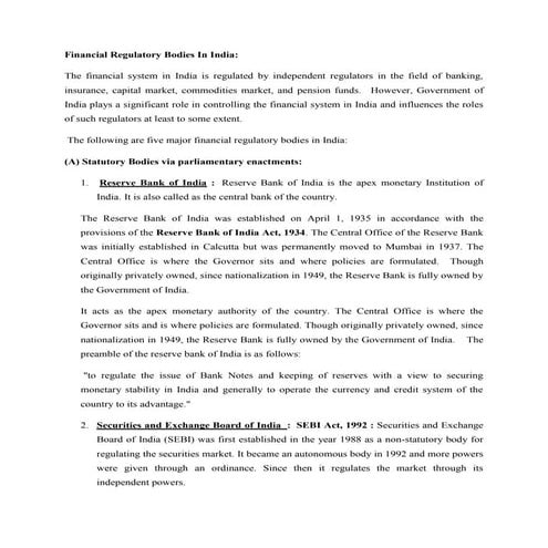 Final sebi | DOCX | Financial Regulation | Economy