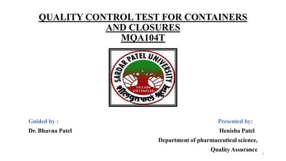 Quality control test of glass containers | PPT