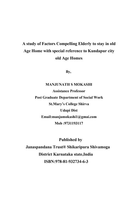 old_age_home_project | DOCX | Eldercare | Family and Relationships
