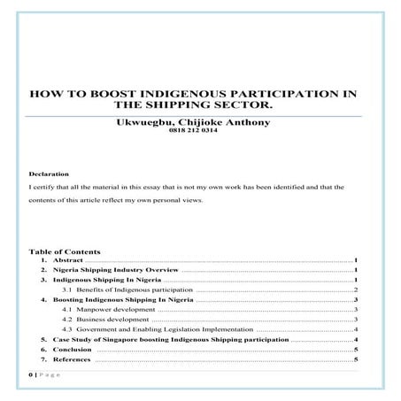 How To Boost Indigenous Participation In The Shipping Sector | PDF