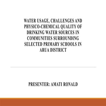 water quality of selected water sources in some selected districts | PPTX
