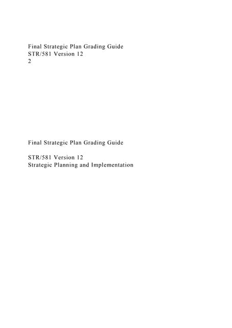 STR581 Strategic Planning & ImplementationWk 4 - Strategic Pla.docx