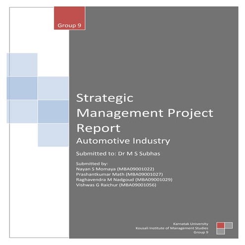 Strategic Management Report on Automotive sector. | DOC