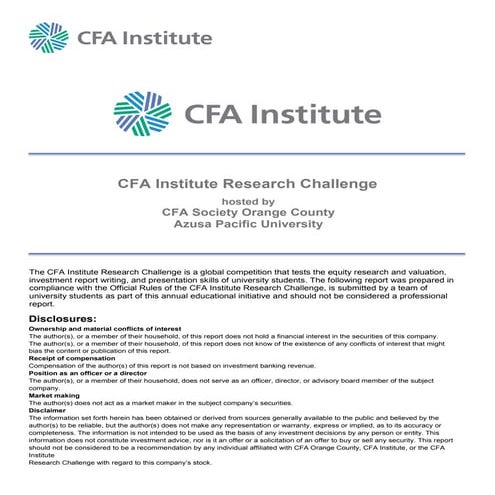 CFA Regional Challenge Report | PDF