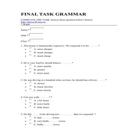 Final task grammar | PDF