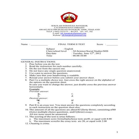 Final term assessment grade 11 2 | PDF