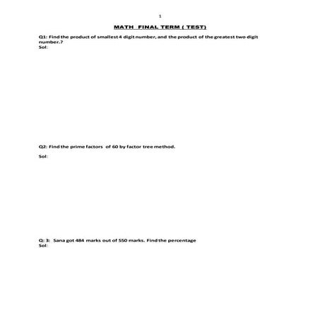 Final term math 2018 ( test) | DOCX