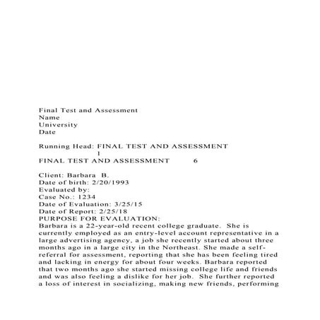 Final Test and AssessmentNameUniversityDat.docx