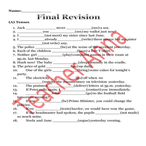 Final Exam Revision（yi jie) | DOCX