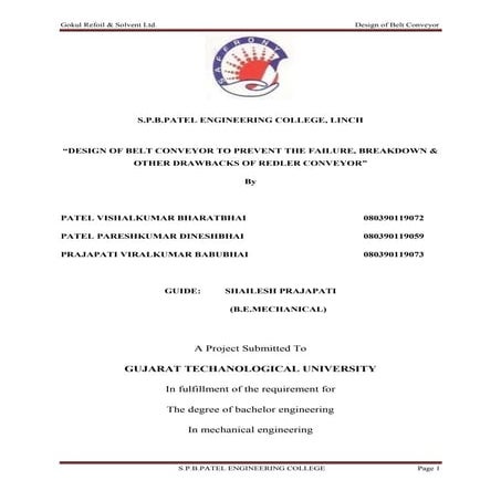 Design Of Belt Conveyor to Prevent the failure and many other drawbacks ...