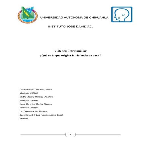 Violencia Itrafamiliar - Tríptico - Secundaria | DOCX