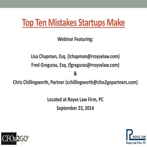 Final top ten mistakes startups make 09.23.2014 (00046831x c0cb4) | PPT