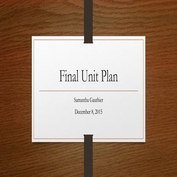 Final unit plan | PPT