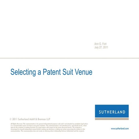 Selecting a Patent Suit Venue | PPT