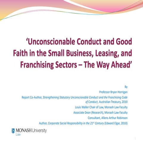 Small Business, Franchising, Leasing, and Consumers - Relevant ...