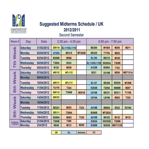 Class timetable mac1103 a | DOCX