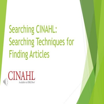 Cinahl basics | PPTX