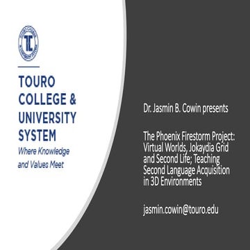 The Phoenix Firestorm Project: Virtual Worlds, Jokaydia Grid and Second ...