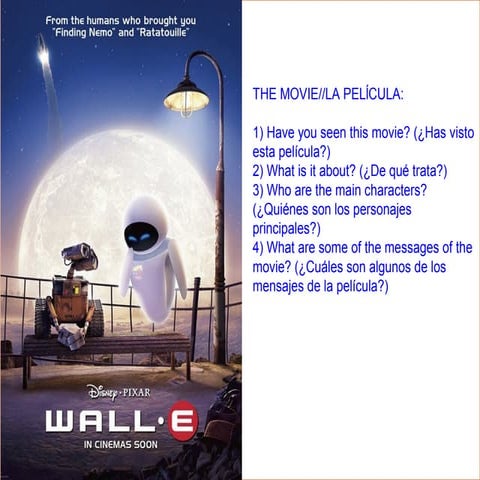 Wall-e bilingual English and Spanish el medio ambiente | PPT