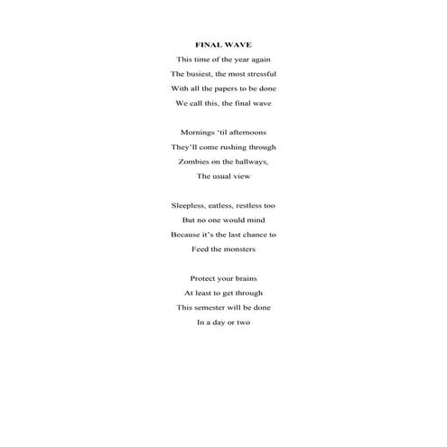 Final wave: a poem | PDF