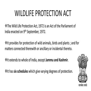 WILDLIFE PROTECTION ACT 1972 | PPTX