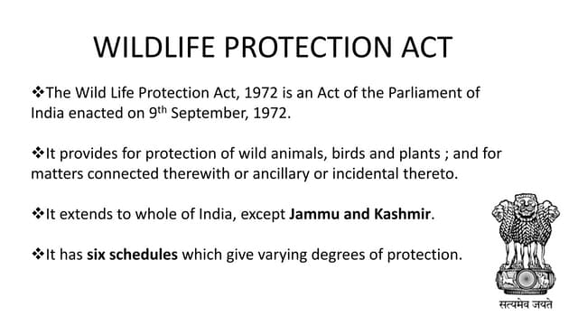 Wildlife protection act and it’s importance | PPTX