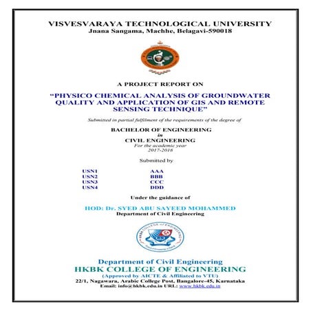 Final year civil engineering project report physico chemical analsis of ...