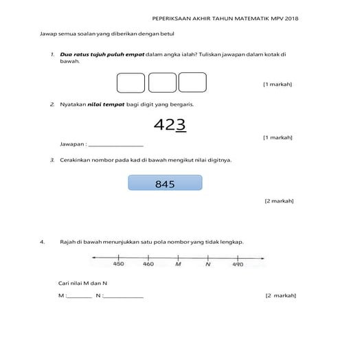 Final year mpv math 2018 | PDF