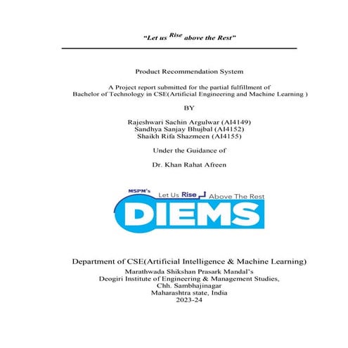 Finalyearprojectproduct Recommender System Pdf 