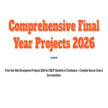 Final Year Projects 2026 for CSE Students | PDF