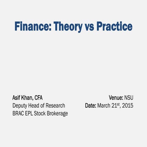 Finance - Theory vs Practice | PDF
