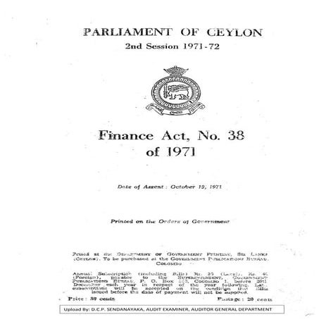 Finance act, no 38 of 1971 | PDF