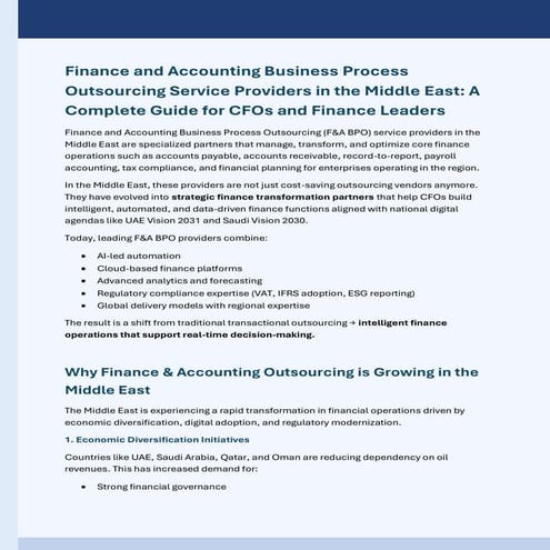 Finance and Accounting Business Process Outsourcing Service Providers ...