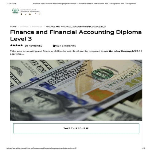 Finance and Financial Accounting Diploma Level 3 - LIBM | PDF