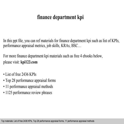 Finance department kpi | PPT