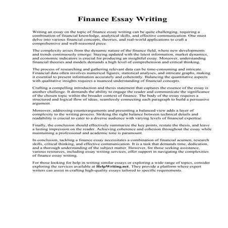 Finance Essay Writing.pdf | Financial Planning | Personal Finance