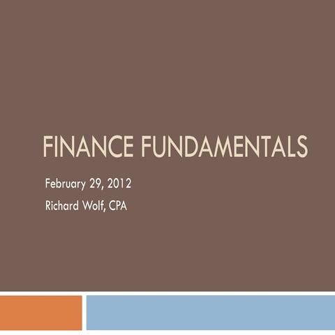 Finance Fundamentals | PDF