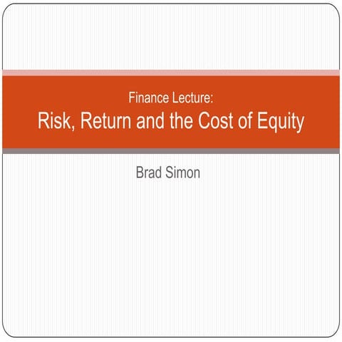 Finance lecture risk and return | PPTX