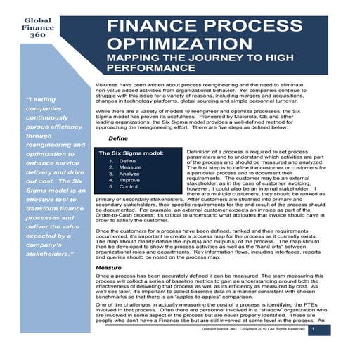 Finance Process Optimization - Mapping the Journey to High Performance ...