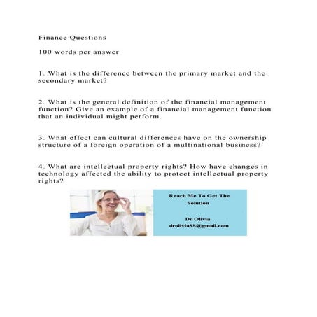 Finance Questions100 words per answer1. What is the differ | DOCX