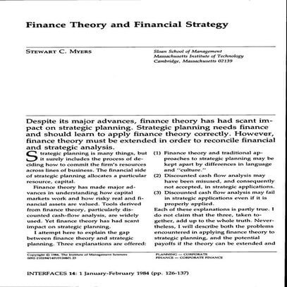 Finance theory and financial strategy | PDF