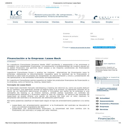 Financiación a la empresa lease back | PDF