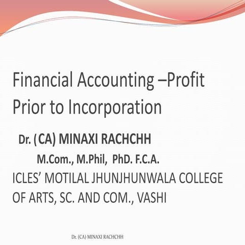 Financial accounting - Profit Prior to Incorporation | PPTX