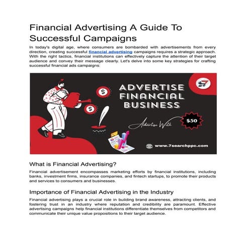 Financial Advertising A Guide To Successful Campaigns | PDF